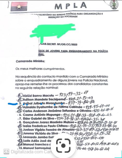 Recrutamento no SME: Documentos expõem MPLA — "Partido colocou dezenas de jovens iletrados" | O ...